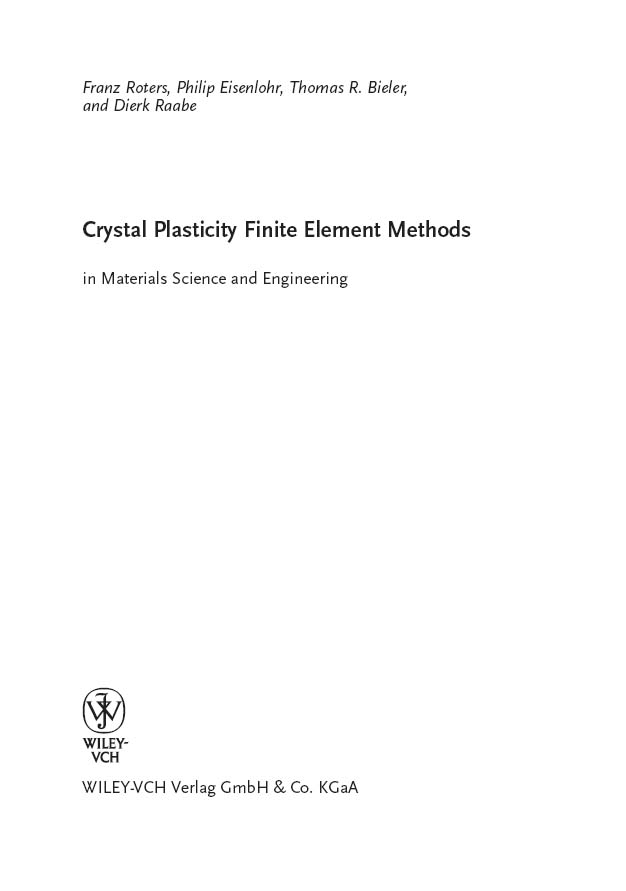 Crystal Plasticity Finite Element Methods